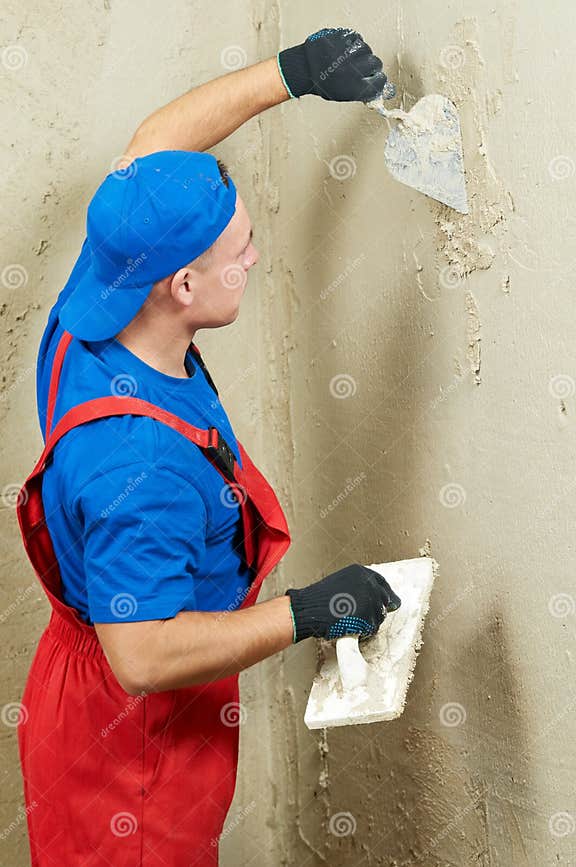 Plasterer at work stock photo. Image of painter, covering - 21881182