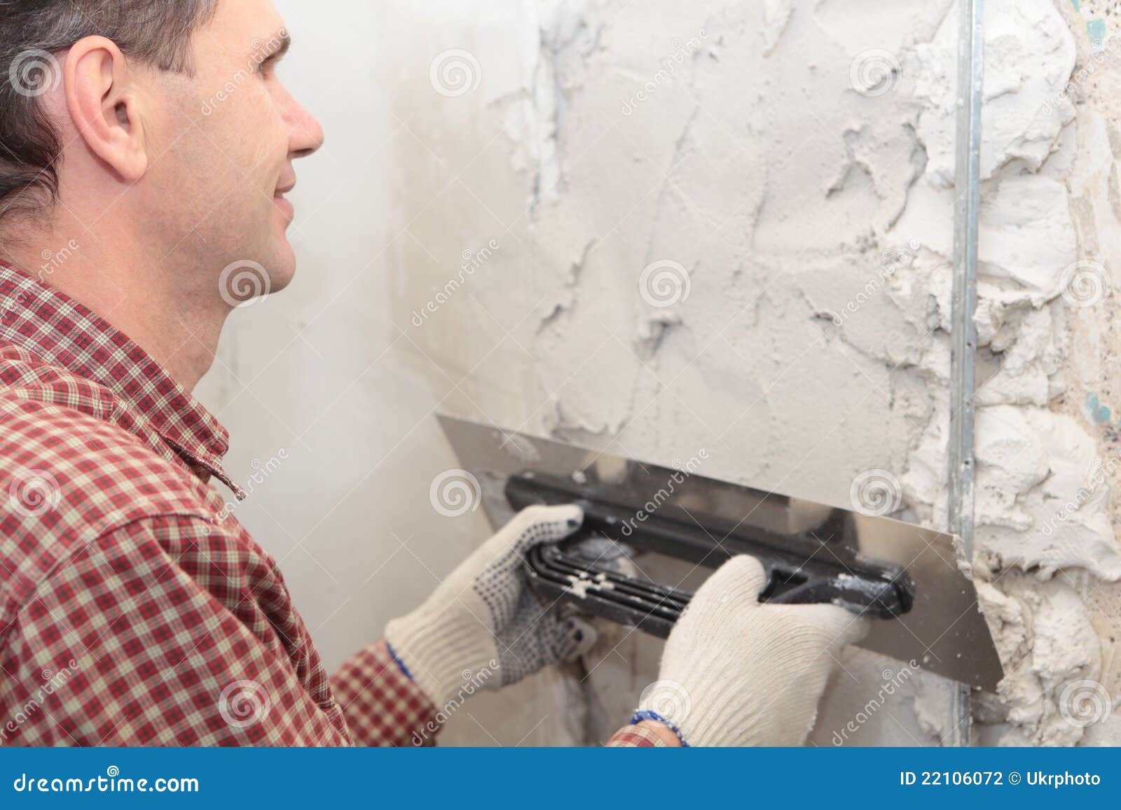 Plasterer at work stock photo. Image of male, constructor - 22106072