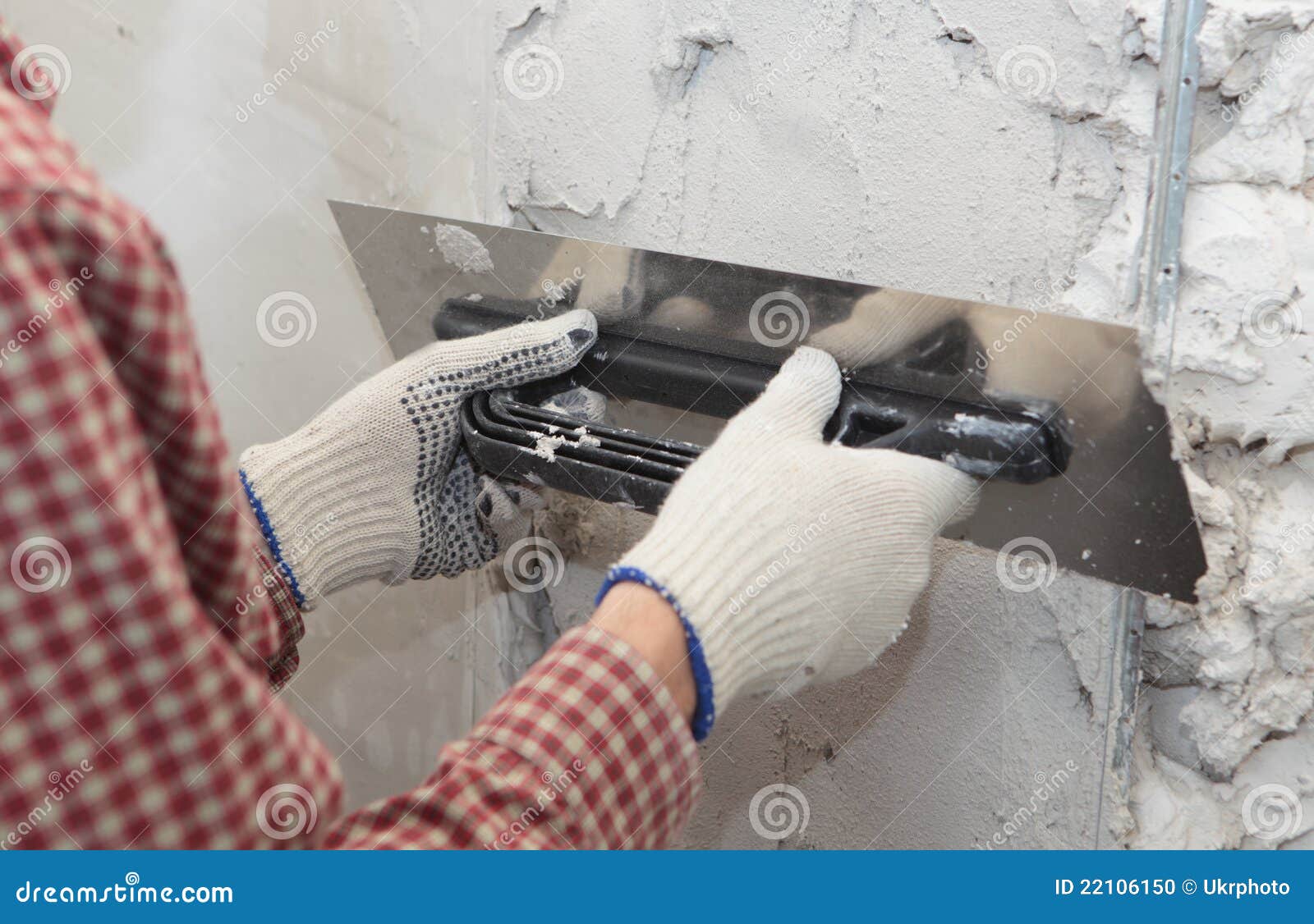 Plasterer at work stock photo. Image of work, home, metal - 22106150