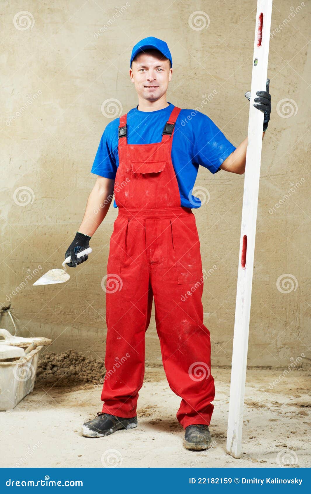 Plasterer at work stock image. Image of plasterwork, happy - 22182159