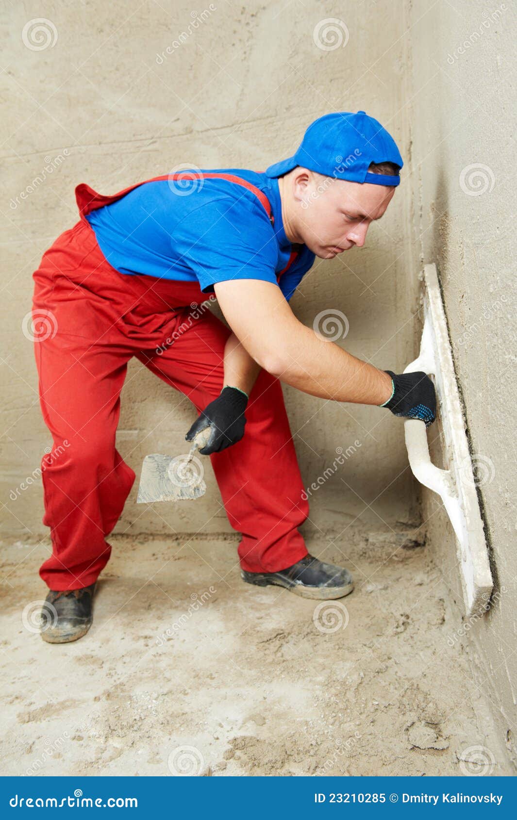 Plasterer at work stock image. Image of plaster, palette - 23210285