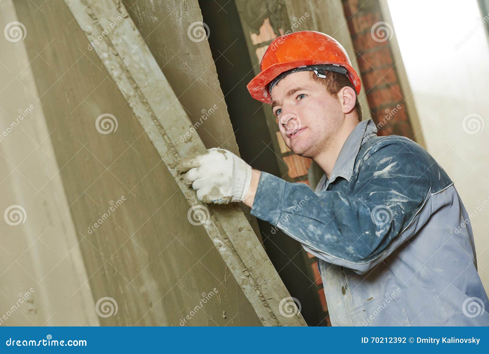 Plasterer at Work with Wall Stock Photo - Image of person, interior ...