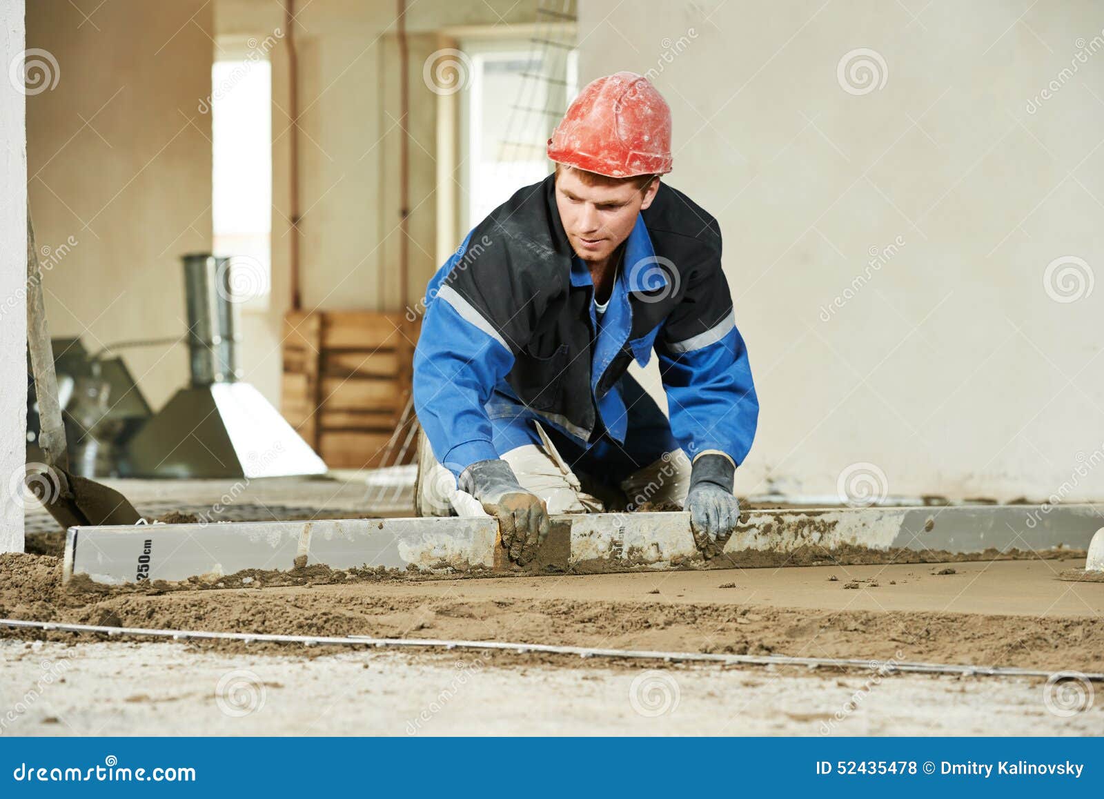 Plasterer Worker at Floor Work Stock Photo - Image of flooring ...