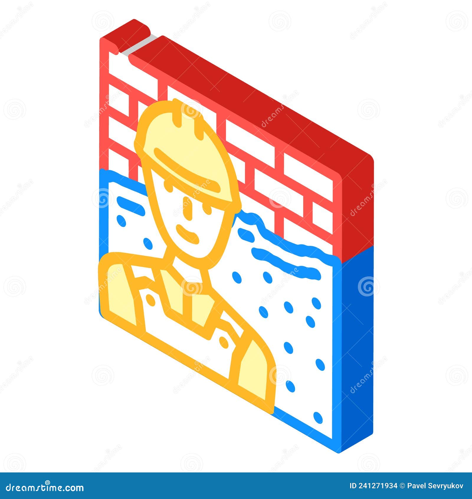 Plasterer Worker Isometric Icon Vector Illustration Stock Vector ...