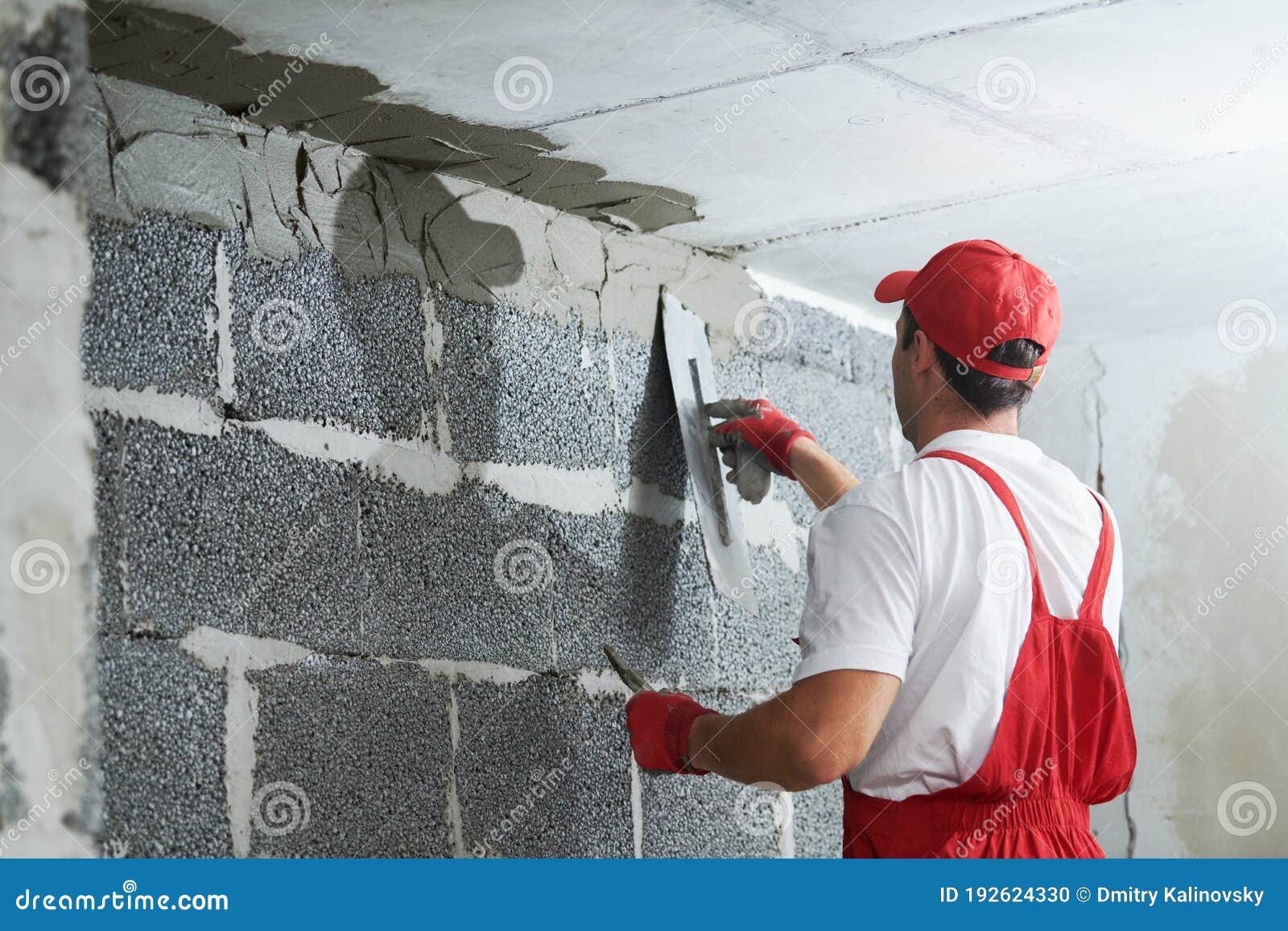 Plasterer Worker Protecting Corner with Mesh. Building Technology Stock ...