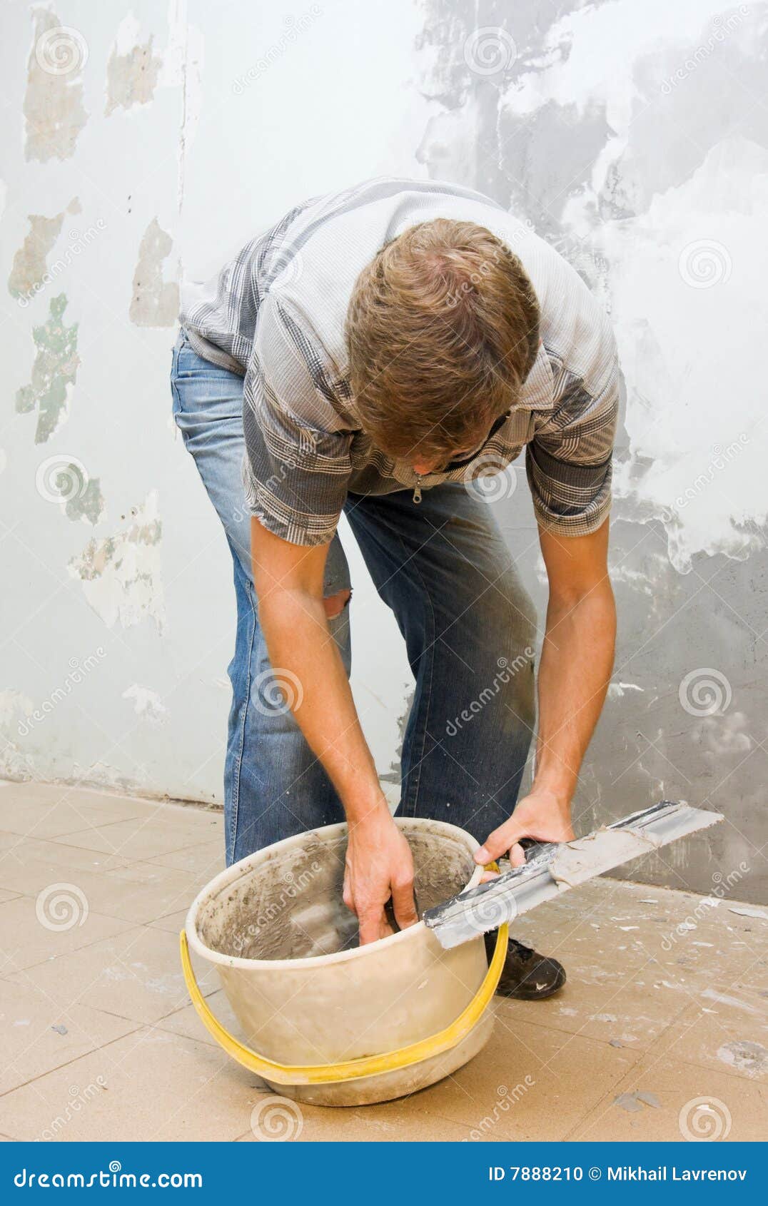 Plastering stock photo. Image of indoors, finishing, concentrated - 7888210