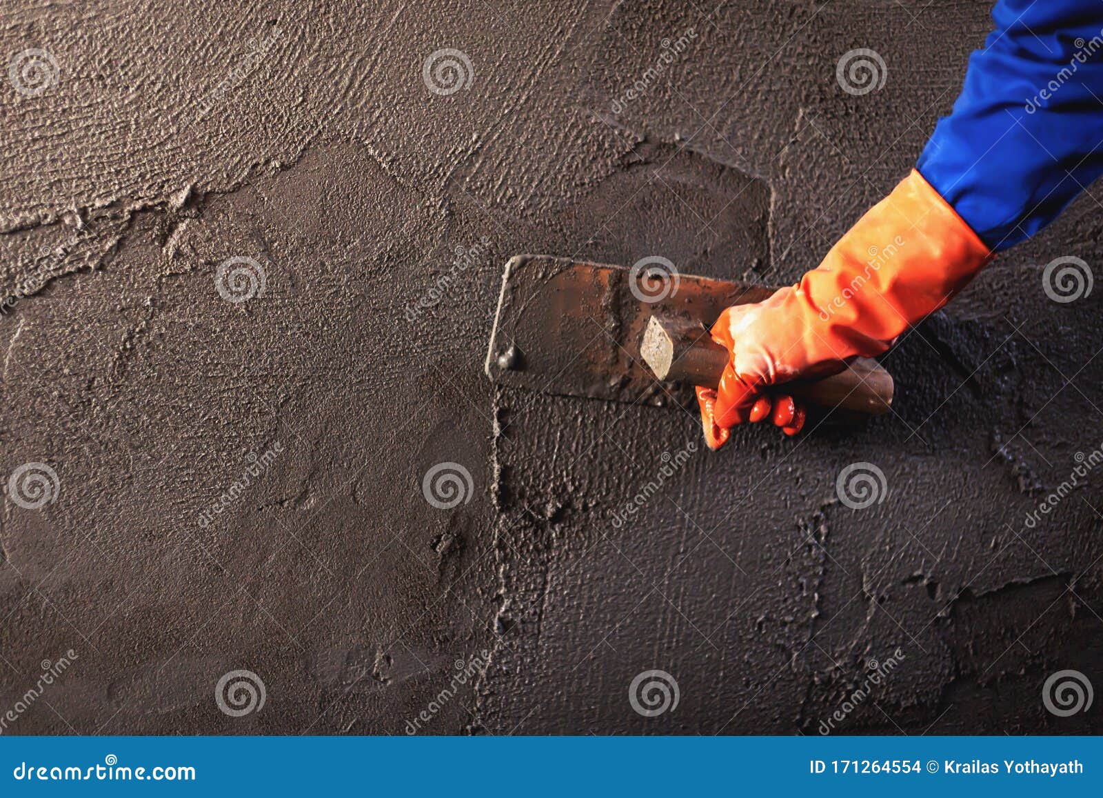 Plastering Concrete To Create Industrial Worker Wall Background with ...