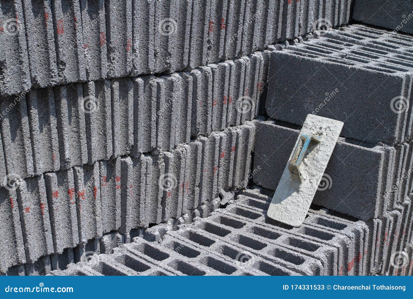 Plastering Float on Aerated Bricks Pile Stock Image - Image of floor ...
