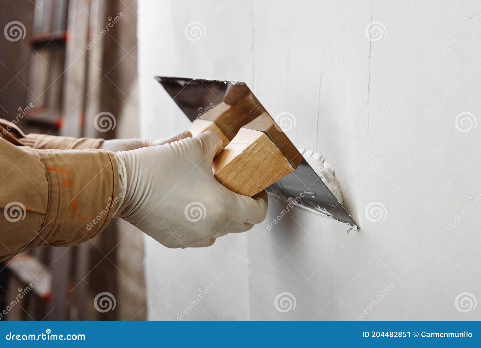 Plastering and Smoothing Wall Stock Image - Image of damaged, plaster ...