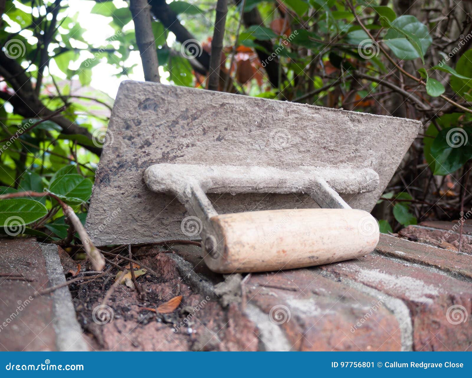 A Plastering Tool Flat Trowel Resting on a Wall Stock Image - Image of ...