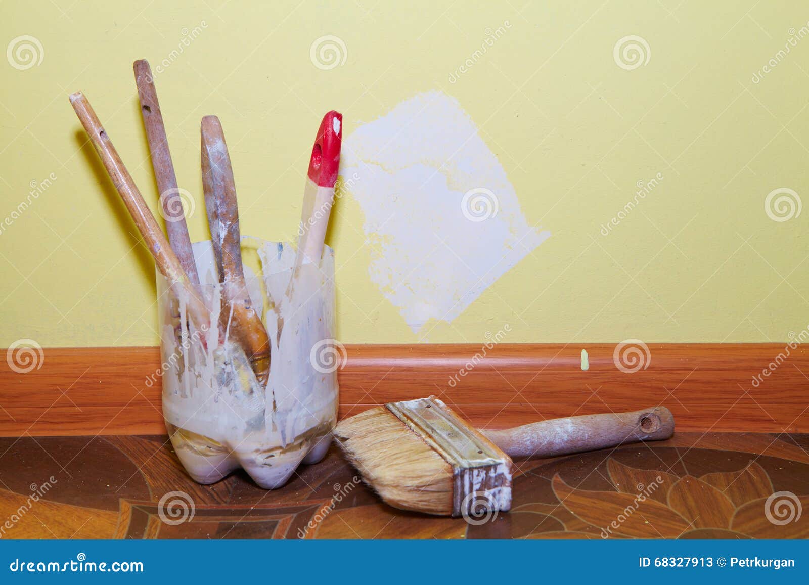 Plastering Tools in the Yellow Room Stock Image - Image of room, build ...