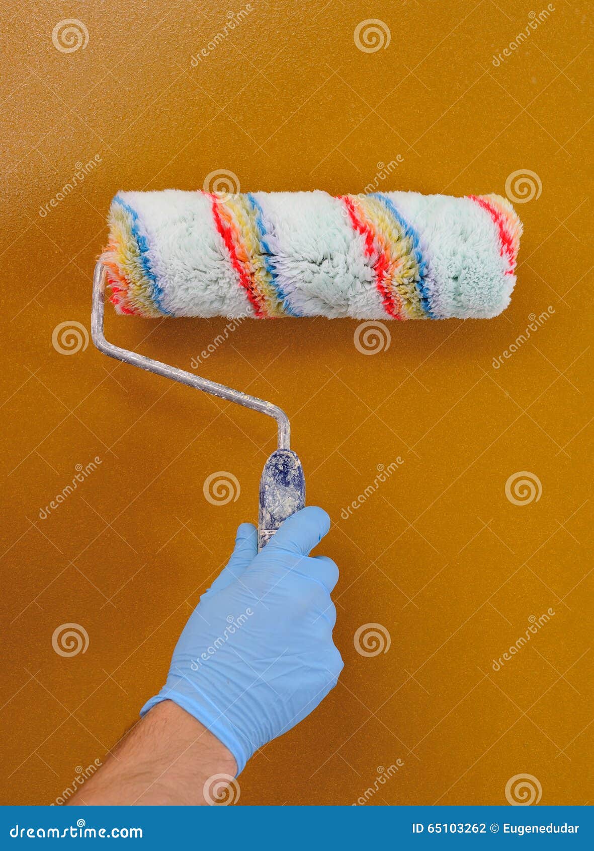 Plastering using a roller stock photo. Image of worker - 65103262