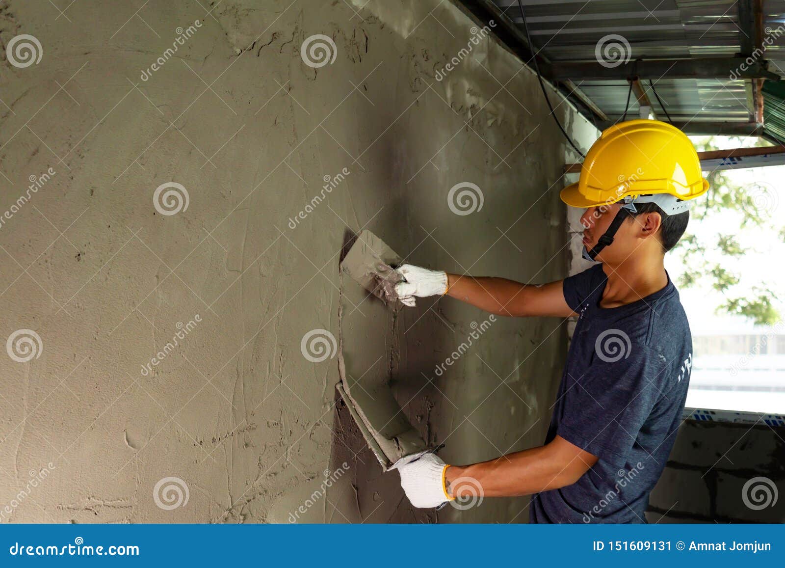 Plastering in Wall Plastering in the Building Stock Image - Image of ...