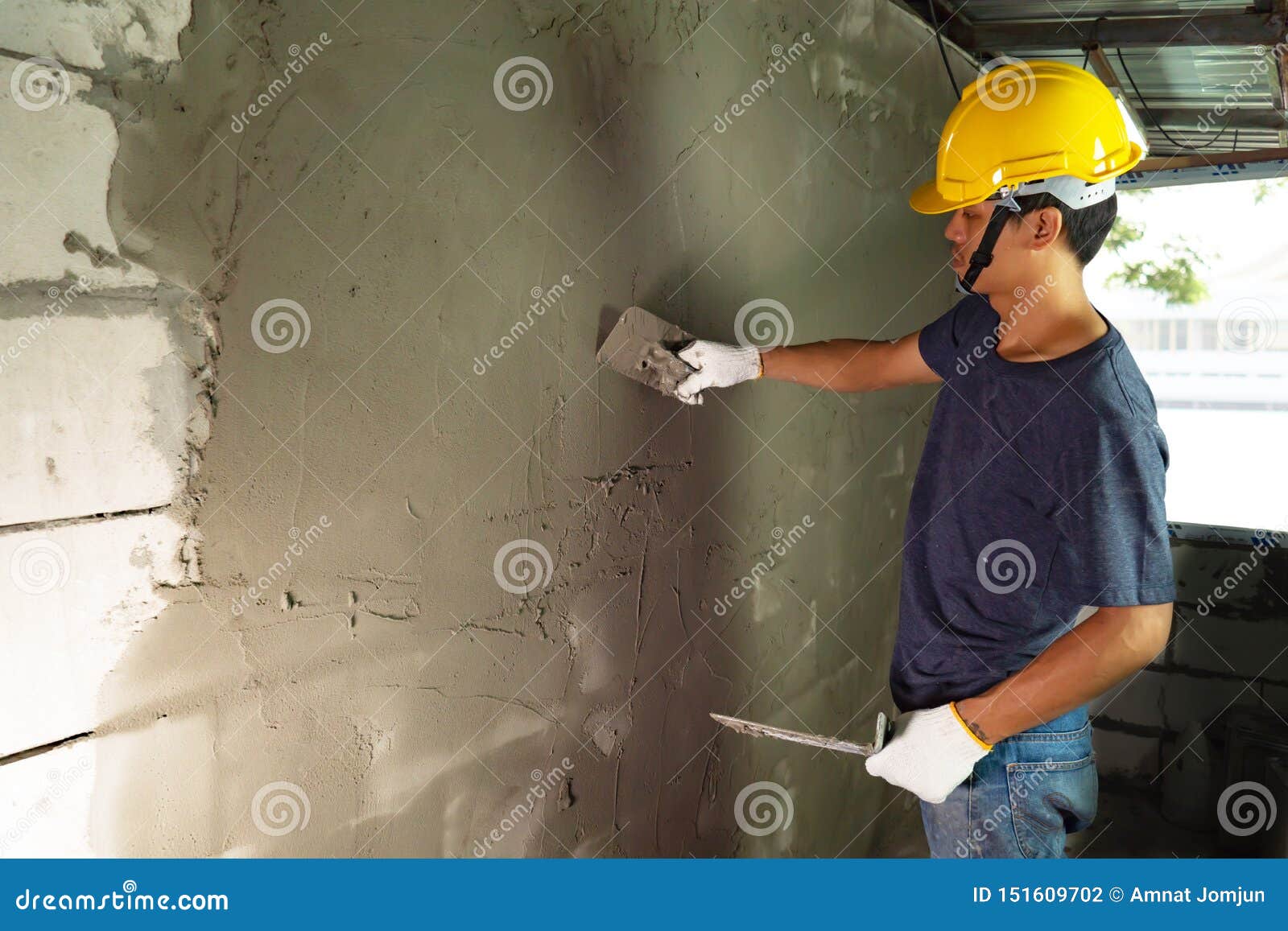 Plastering in Wall Plastering in the Building Stock Photo - Image of ...