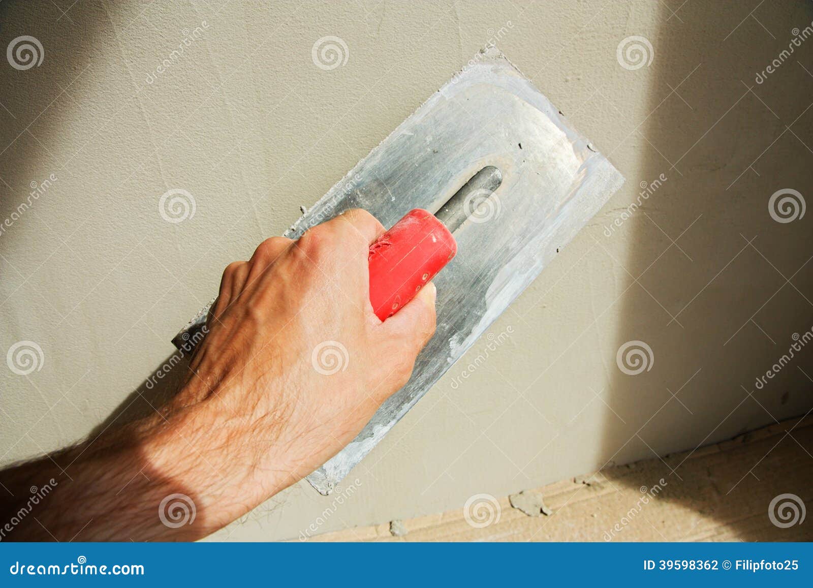 Plastering a wall stock photo. Image of hall, dirty, manually - 39598362