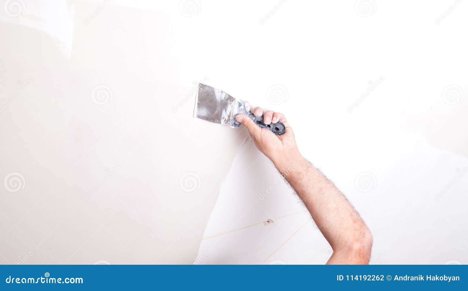 Plastering a wall. stock photo. Image of plastering - 114192262