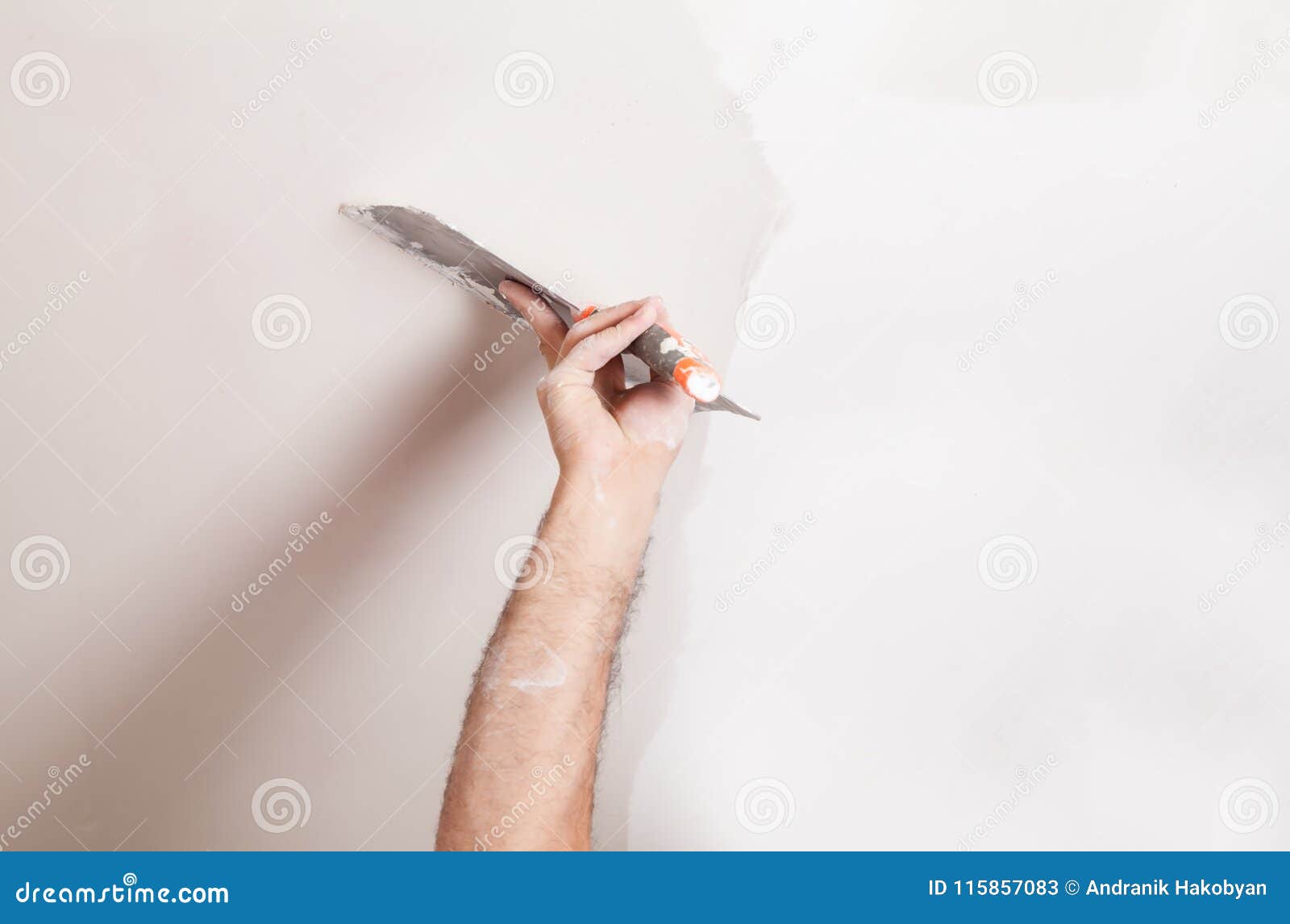 Plastering a Wall with Spatula. Stock Image - Image of plastering ...