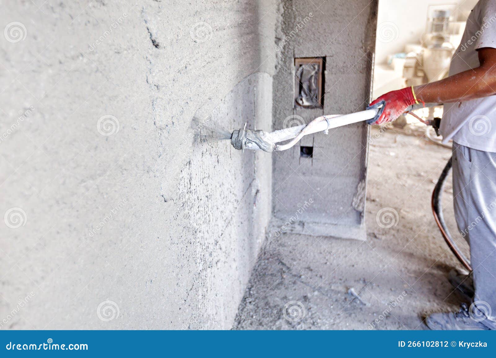 Plastering walls stock photo. Image of plastering, constructing - 266102812