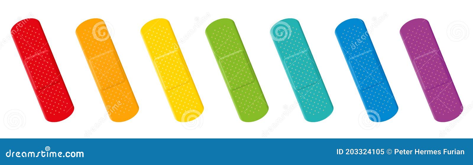 Plasters Set Rainbow Colored Collection Adhesive Bandage Colors Stock ...