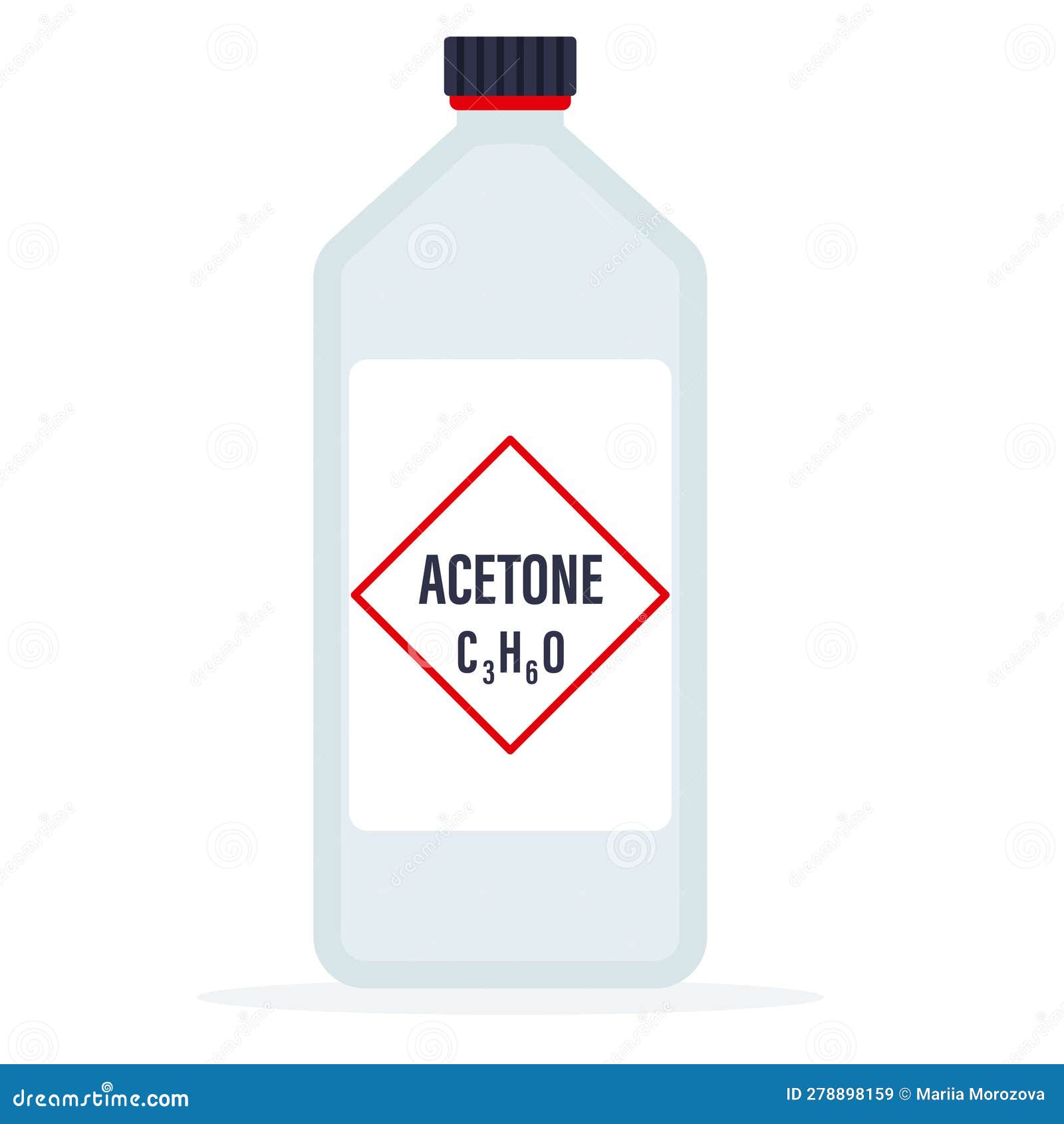 Acetone Vector Illustration. Chemical And Physical Explanation ...