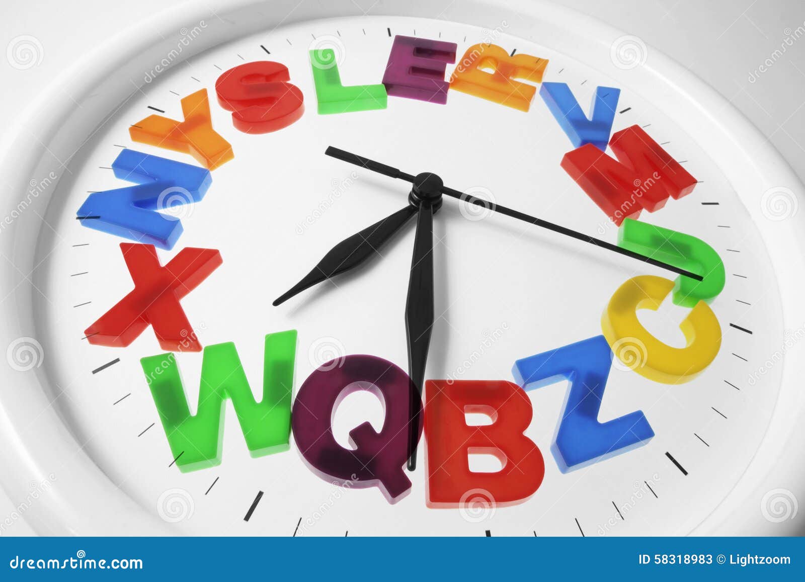 Plastic Alphabets on Wall Clock Stock Image - Image of letters ...