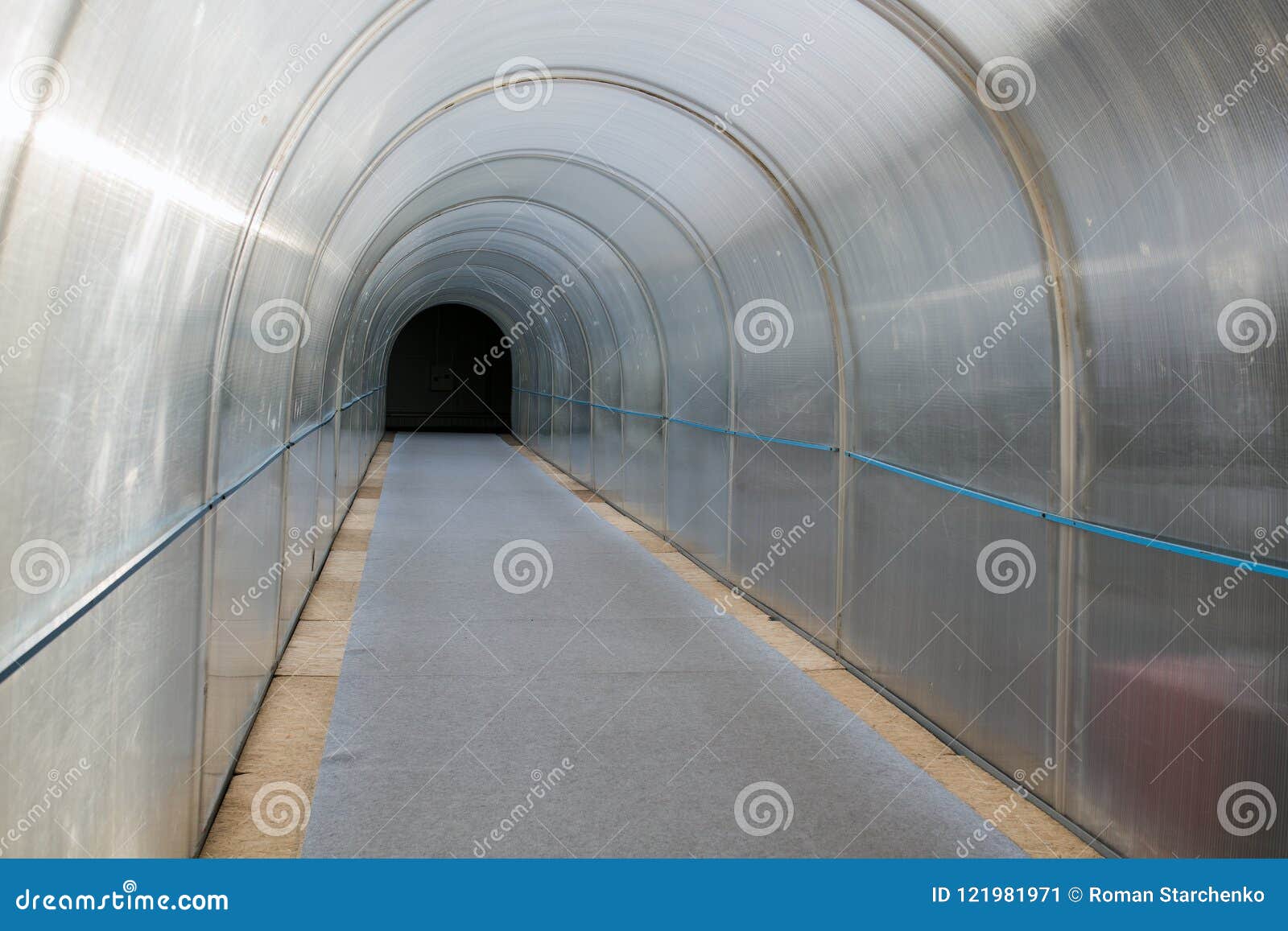 Plastic Arch-shaped Corridor with Walkway Stock Image - Image of motion ...