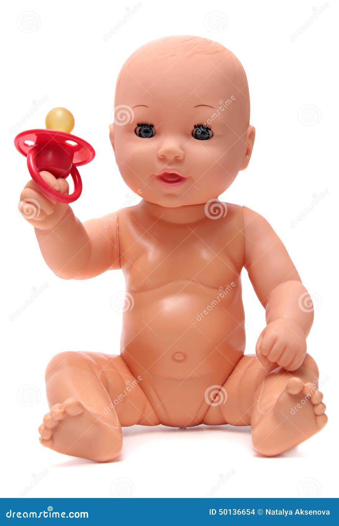 Plastic Baby Doll on Isolated White Background Stock Photo - Image of ...
