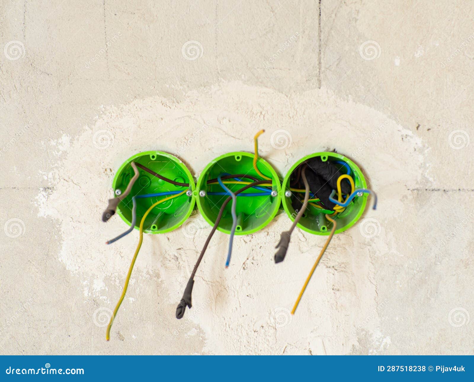 Plastic Backbox for Sockets or Switches Inserted into the Drilled Holes ...