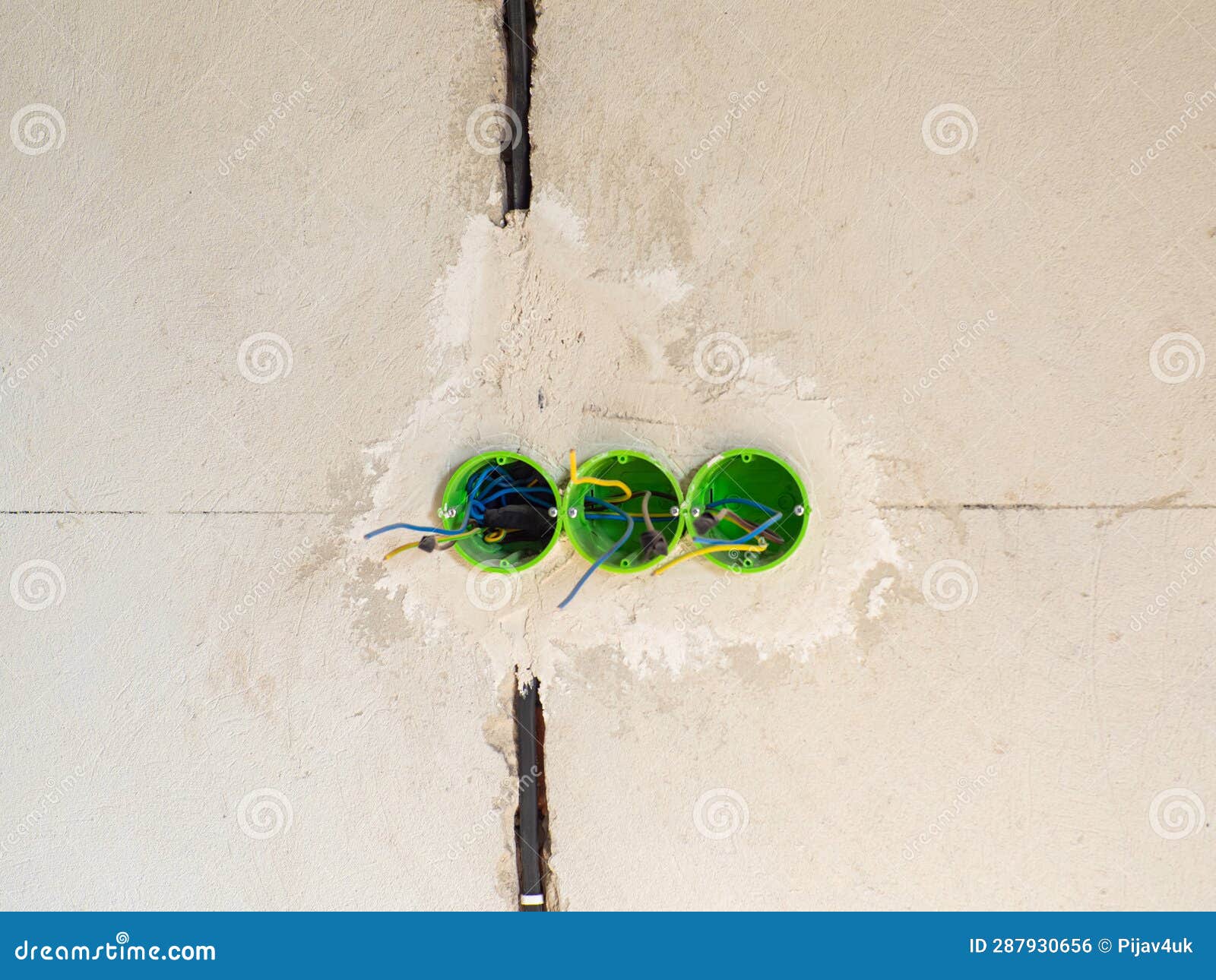 Plastic Backbox for Sockets or Switches Inserted into the Drilled Holes ...