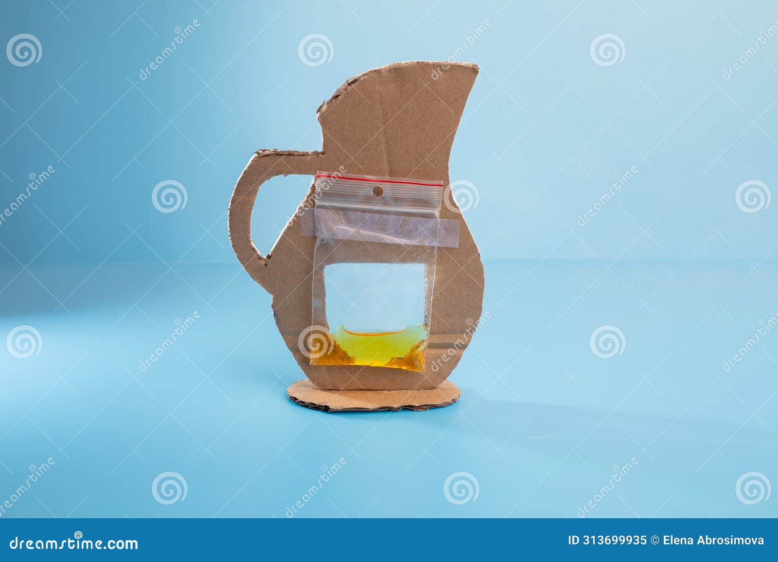 Plastic Bag Attached To Cardboard Cutout, Pitcher Craft Concept Stock ...