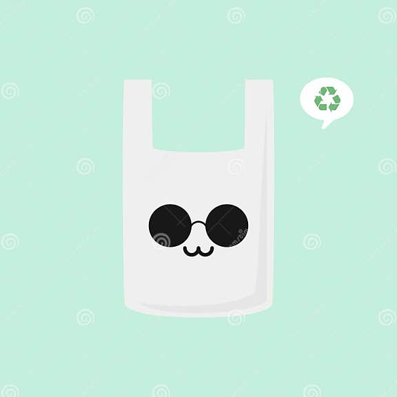 Plastic Bag Cartoon Character Vector Stickers. Ecologic Sticker with ...