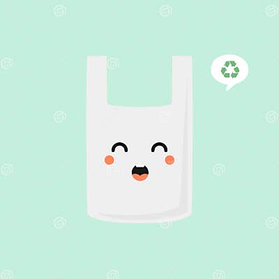 Plastic Bag Cartoon Character Vector Stickers. Ecologic Sticker with ...