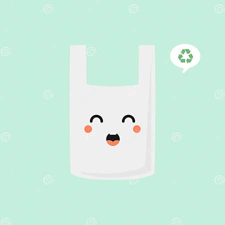 Plastic Bag Cartoon Character Vector Stickers. Ecologic Sticker with ...