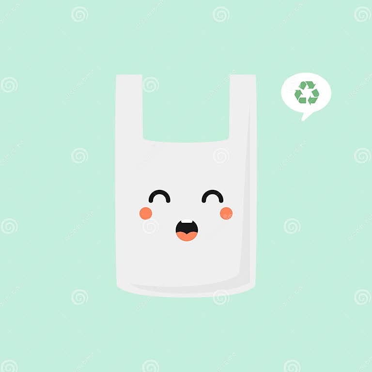 Plastic Bag Cartoon Character Vector Stickers. Ecologic Sticker with ...