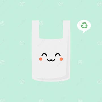 Plastic Bag Cartoon Character Vector Stickers. Ecologic Sticker with ...