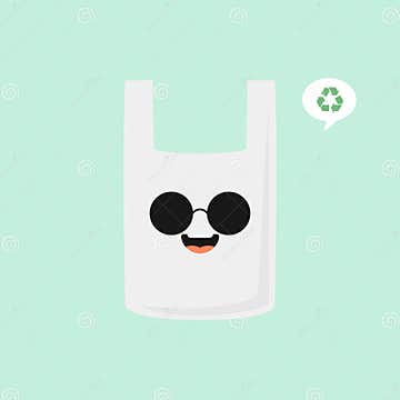 Plastic Bag Cartoon Character Vector Stickers. Ecologic Sticker with ...