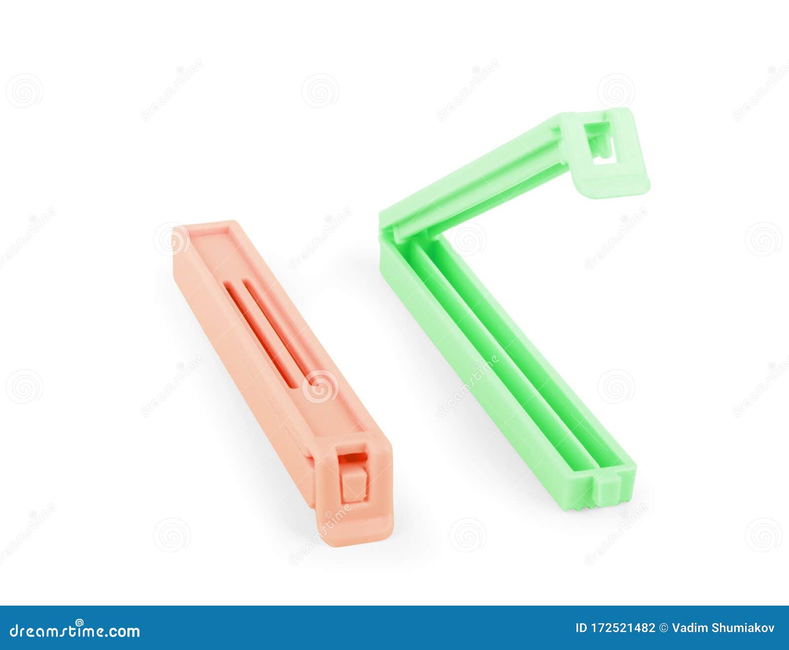 Plastic Bag Clips on a White Background Stock Photo - Image of tool ...