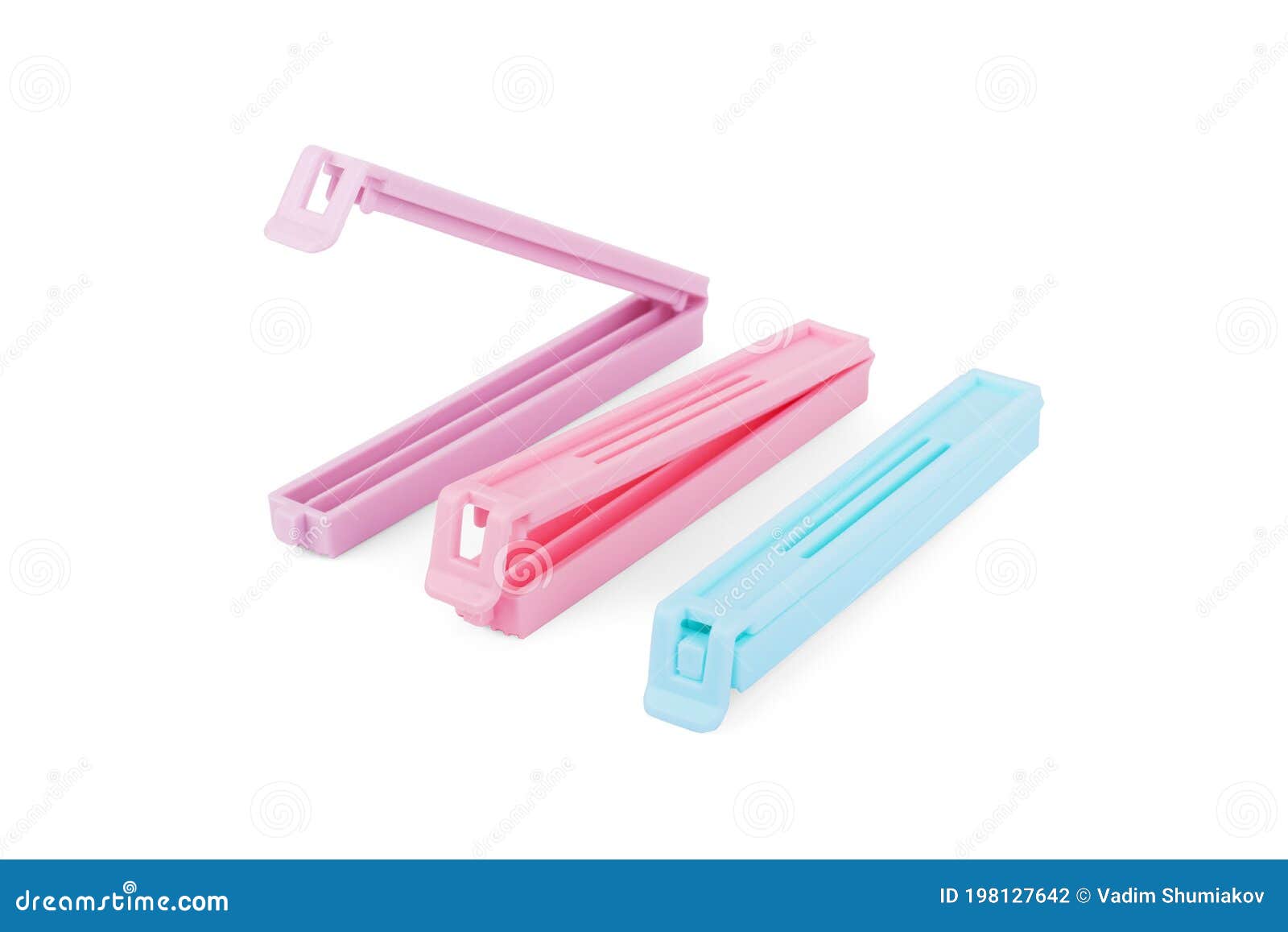 Plastic Bag Clips on a White Background Stock Photo - Image of orange ...