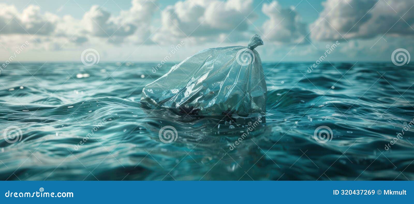 Plastic Bag Floating in the Ocean Stock Image - Image of pollution ...
