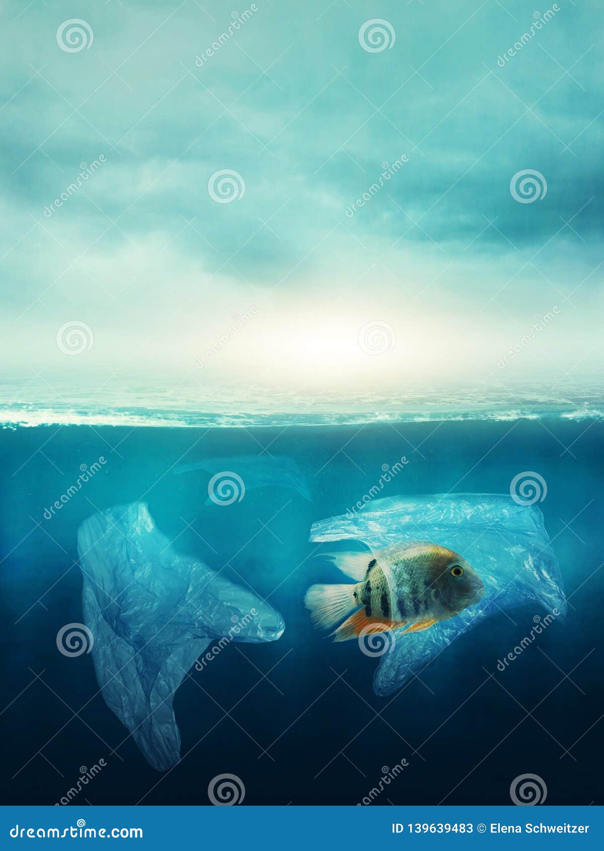 Plastic Ocean Pollution. Environment Pollution And Ecology Concept ...