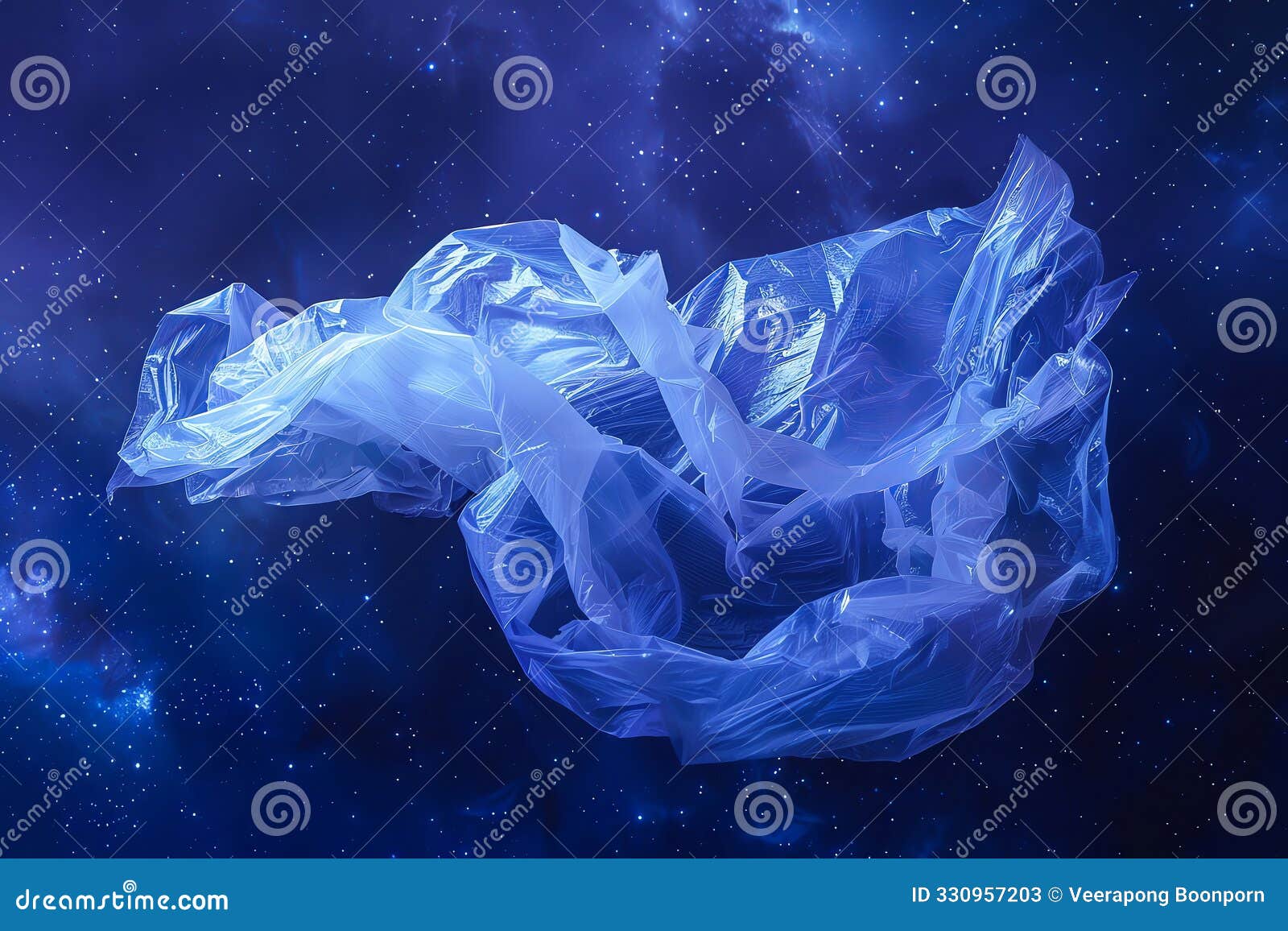 Plastic Bag Floating, Cosmic Space Backdrop, Clear View Stock ...