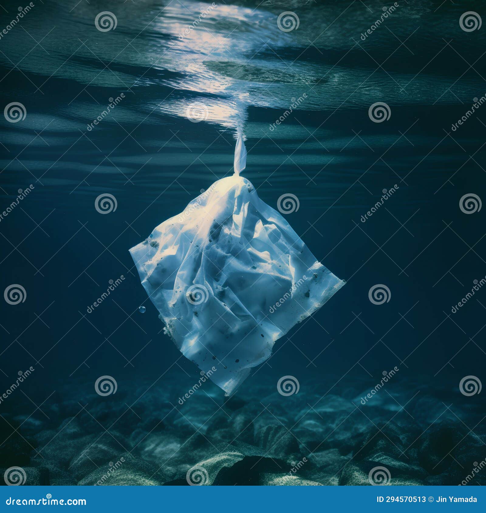 Plastic Bag Floating in the Ocean. Concept of Environmental Pollution ...