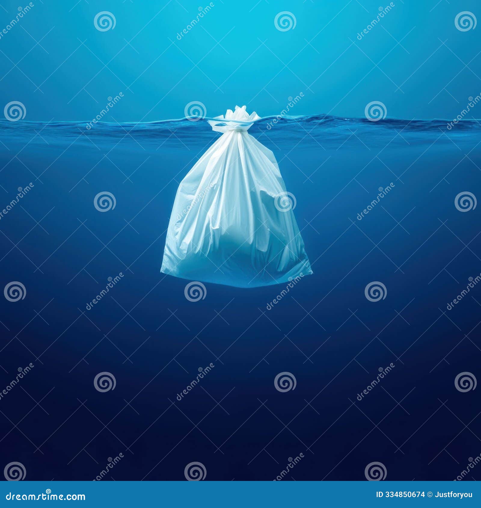 Plastic Bag Floating in the Ocean Stock Illustration - Illustration of ...