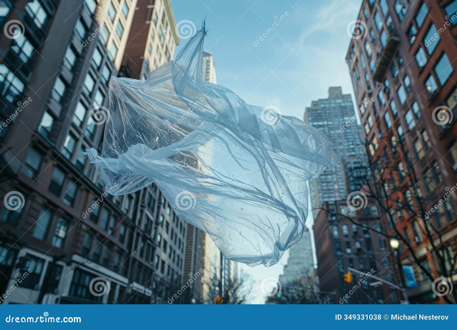 Plastic Bag Flying in the Wind in the City Stock Photo - Image of ...