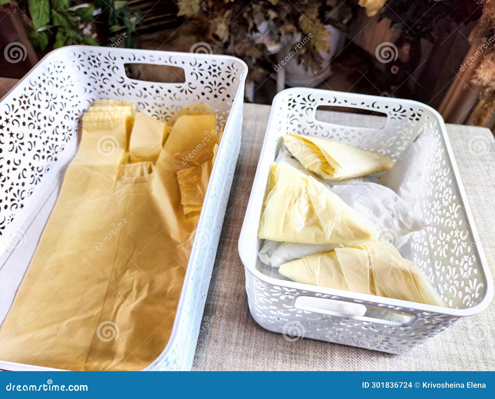 Plastic Bag Folded into a Triangle for Storage. Ways of Storing and ...