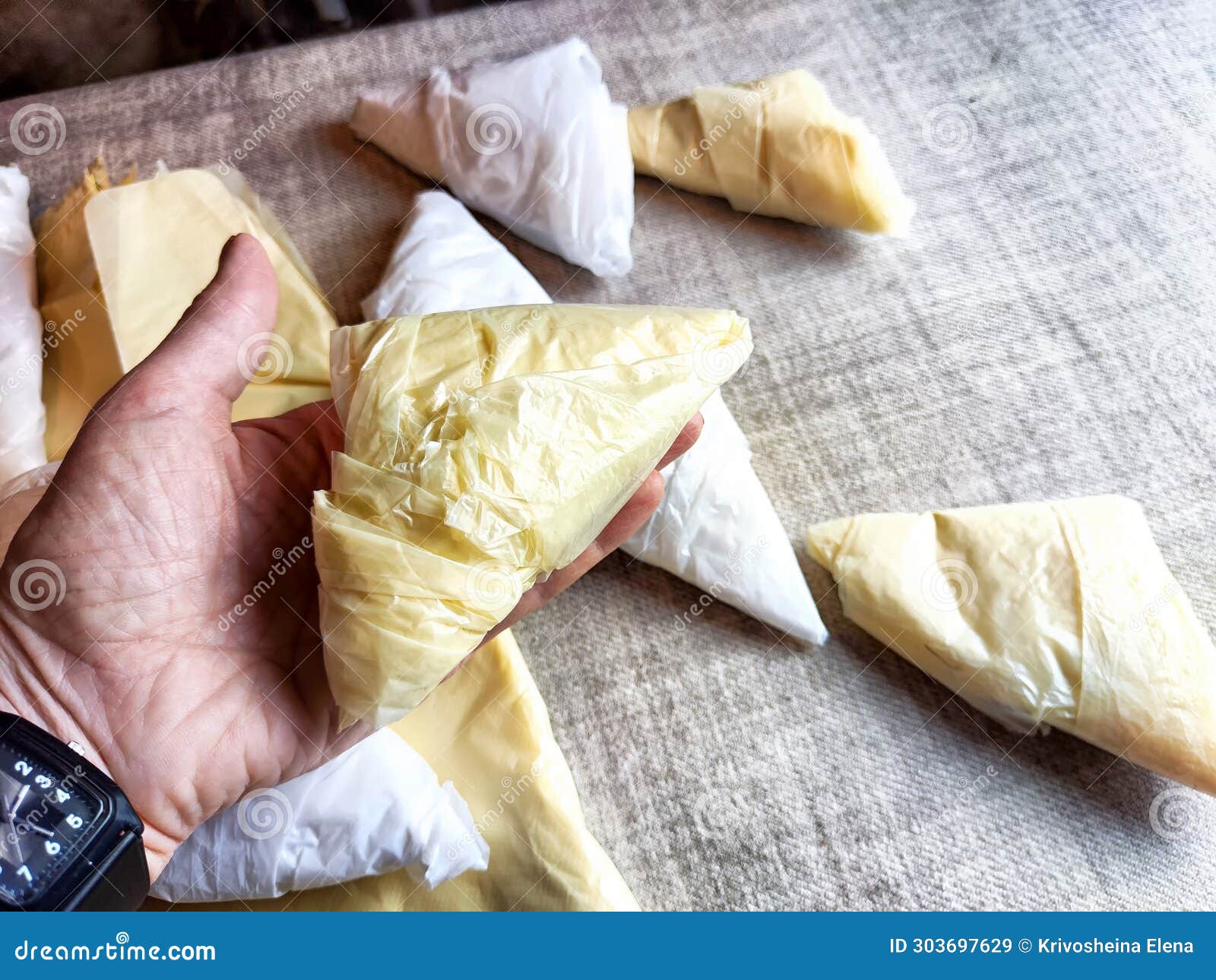 Plastic Bag Folded into a Triangle for Storage. Ways of Storing and ...