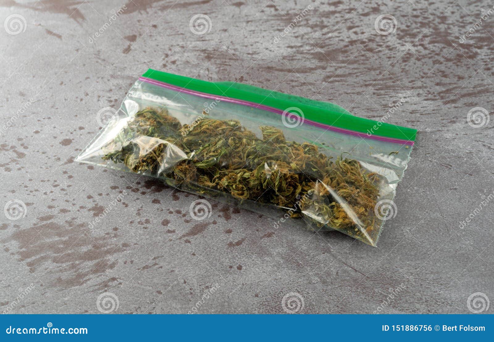 Plastic Bag of Marijuana on a Gray Background Stock Photo - Image of ...