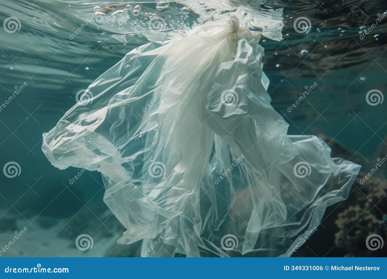 Plastic Bag Polluting Ocean Water Causing Environmental Damage Stock ...