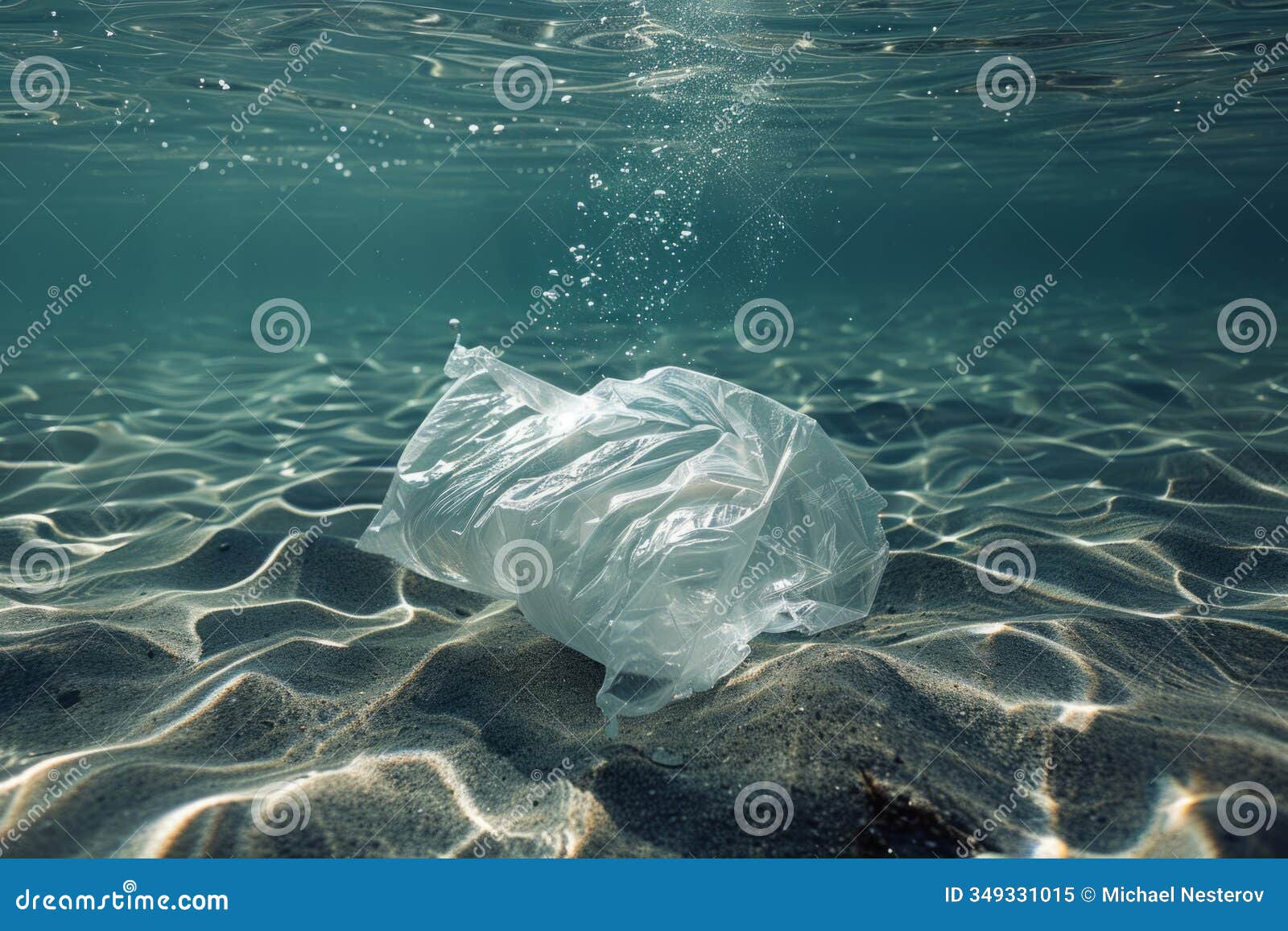 Plastic Bag Polluting Ocean Water Causing Environmental Damage Stock ...