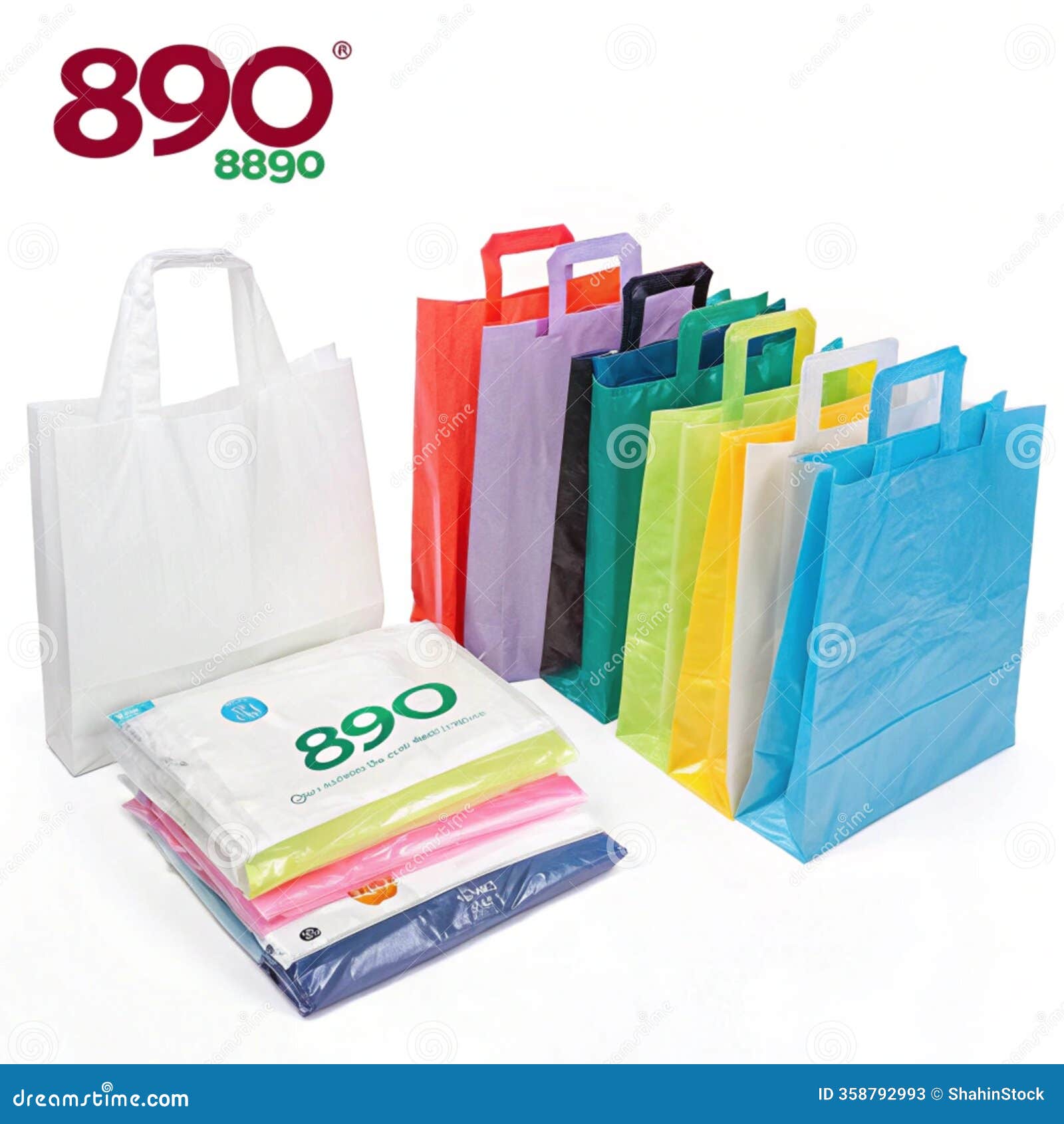 Plastic Bag Shop on White Background Stock Illustration - Illustration ...